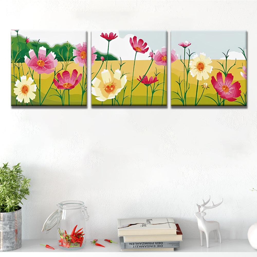 Malen nach Zahlen Erwachsene - Blumen 3-teilig Triptychon – Liebeart.de