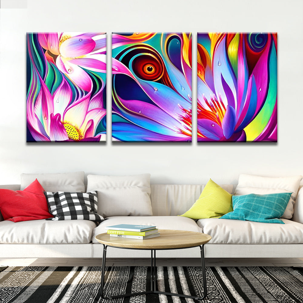 Malen nach Zahlen Erwachsene - Abstrakte Blumen 3-teilig Triptychon – Liebeart.de