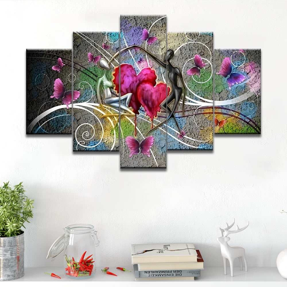 Malen nach Zahlen - Abstrakte Herzförmige 5-teilig Sonderformat – Liebeart.de