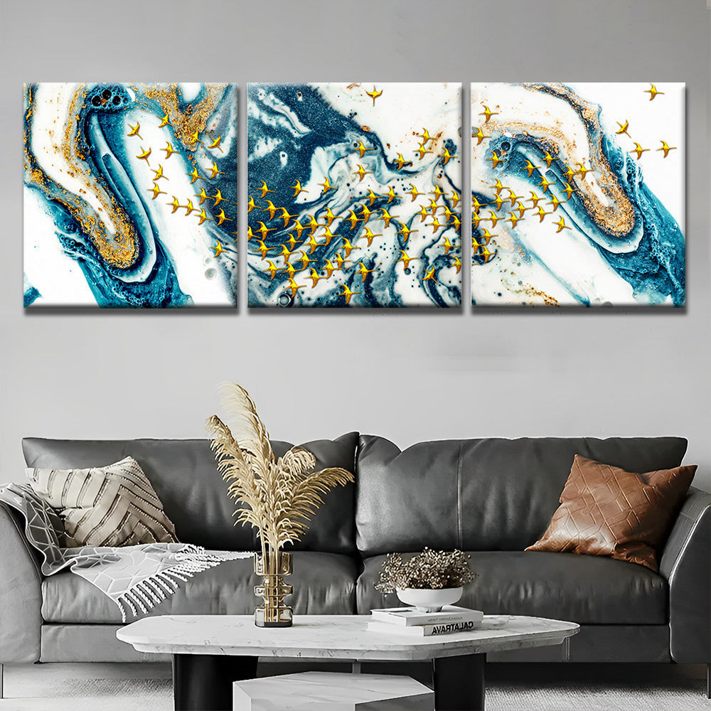 Malen nach Zahlen - Abstrakte Kunst Vögel 3-teilig Triptychon – Liebeart.de