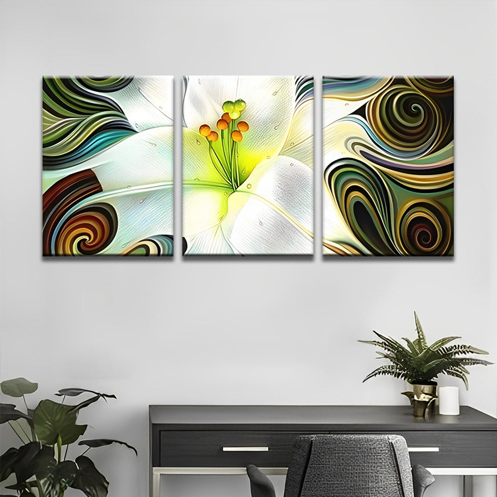 Malen nach Zahlen Erwachsene - Abstrakte Lilie 3-teilig Triptychon – Liebeart.de