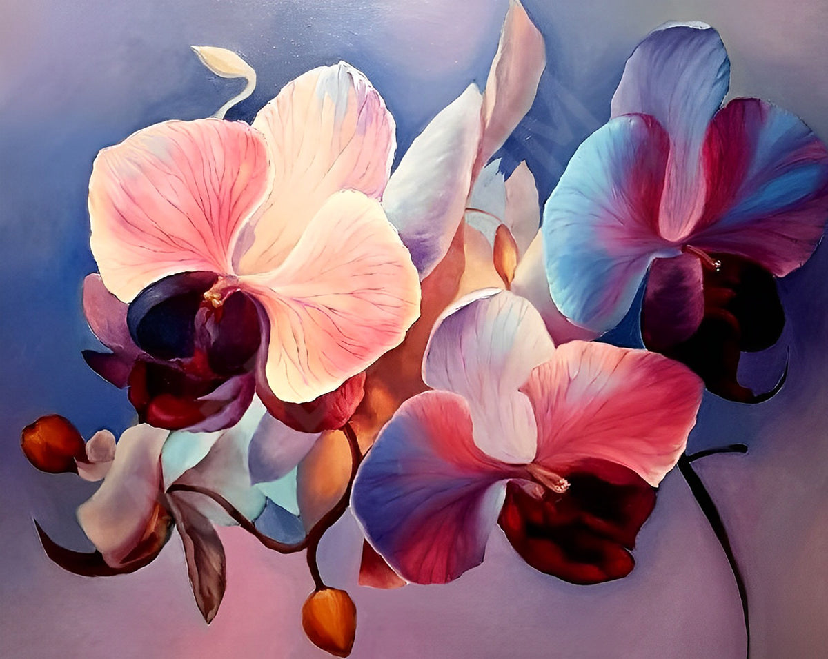 Malen nach Zahlen Erwachsene - Abstrakte Orchideen – Liebeart.de