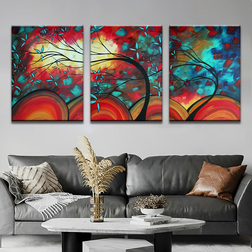 Malen nach Zahlen - Abstrakter Baum 3-teilig Triptychon – Liebeart.de