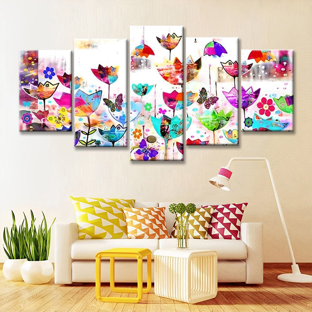 Malen nach Zahlen Erwachsene - Bunte Blumen 5-teilig Sonderformat – Liebeart.de