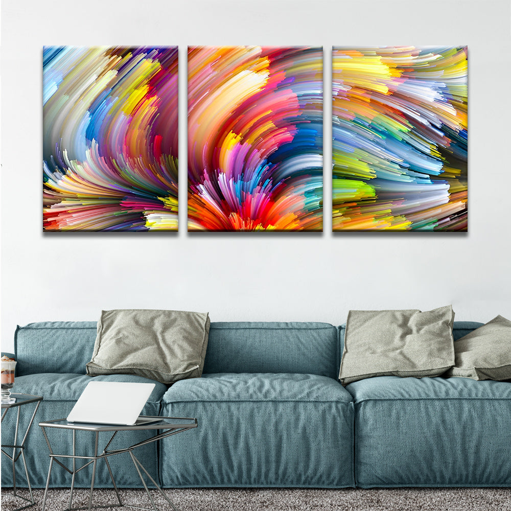 Malen nach Zahlen - Bunte moderne abstrakte Kunst 3-teilig Triptychon – Liebeart.de