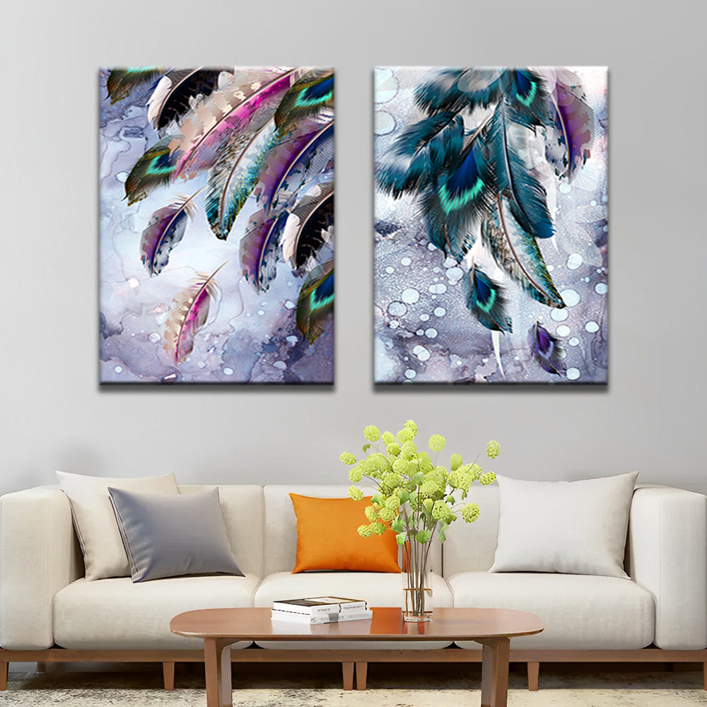 Malen nach Zahlen - Federn 2-teilig Diptychon – Liebeart.de