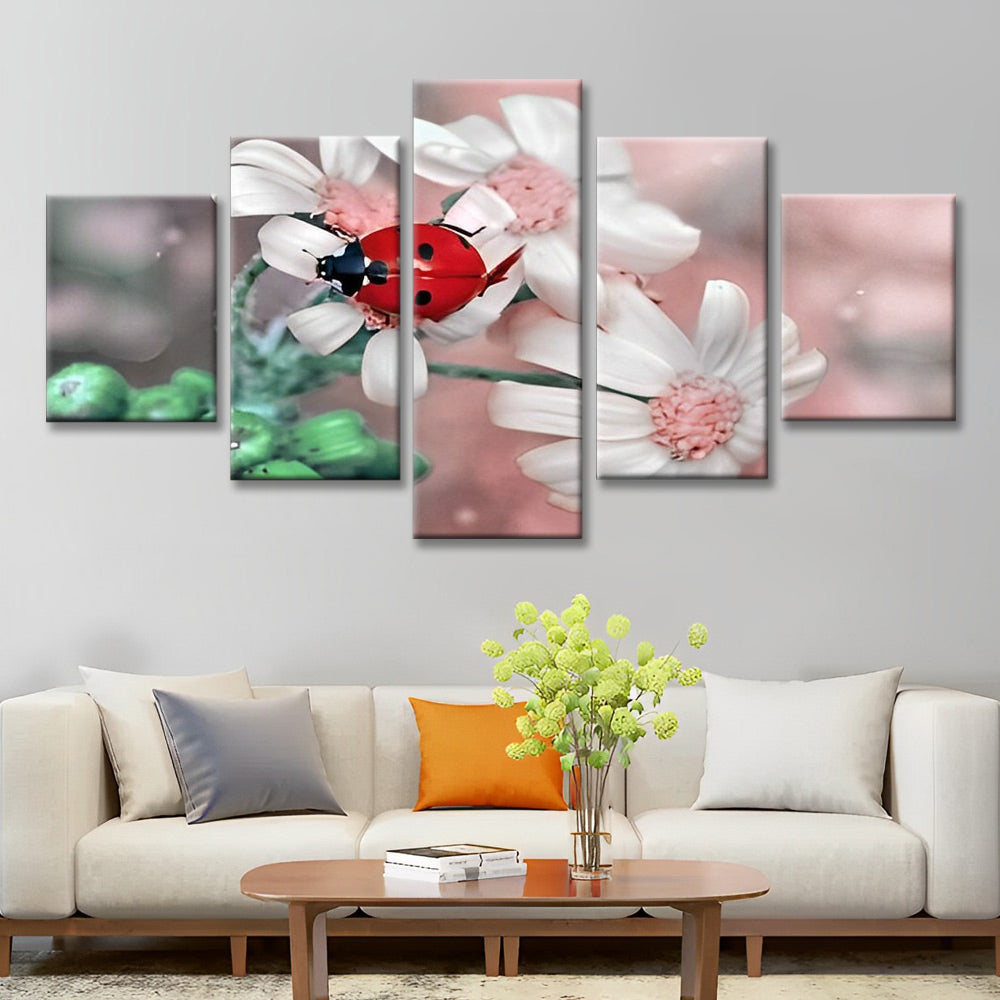 Malen nach Zahlen Erwachsene - Gänseblümchen und Käfer 5-teilig Sonderformat – Liebeart.de