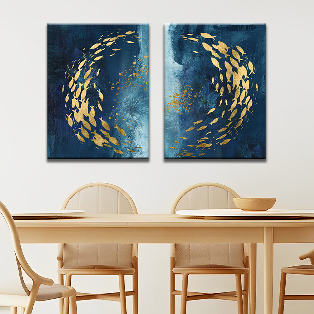 Malen nach Zahlen - Goldene Fische 2-teilig Diptychon – Liebeart.de