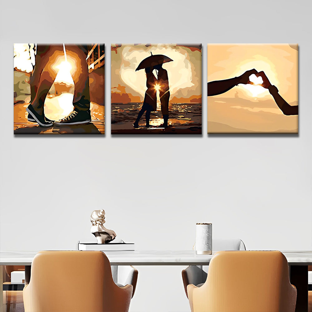 Malen nach Zahlen - Liebe und Abendrot 3-teilig Triptychon – Liebeart.de