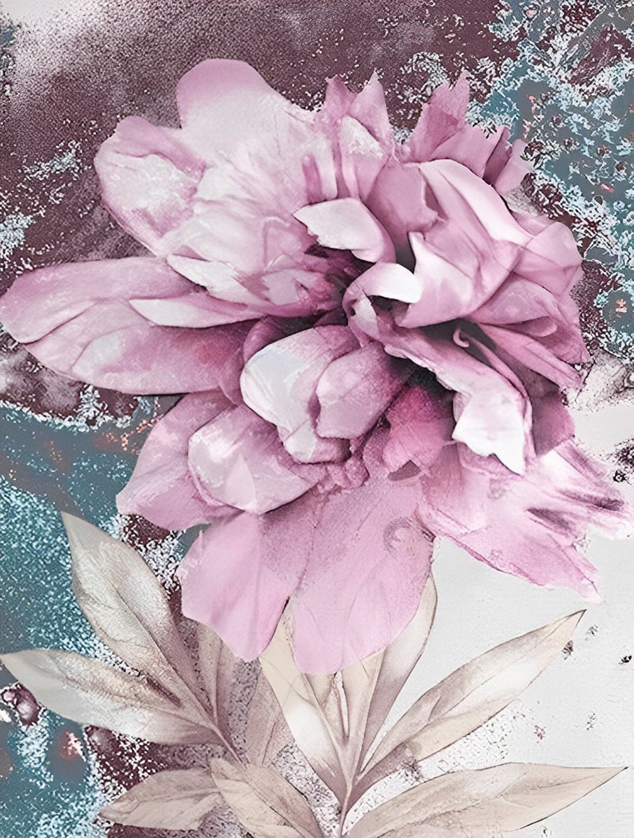 Malen nach Zahlen Erwachsene - Lila Blumen und goldene Blätter – Liebeart.de