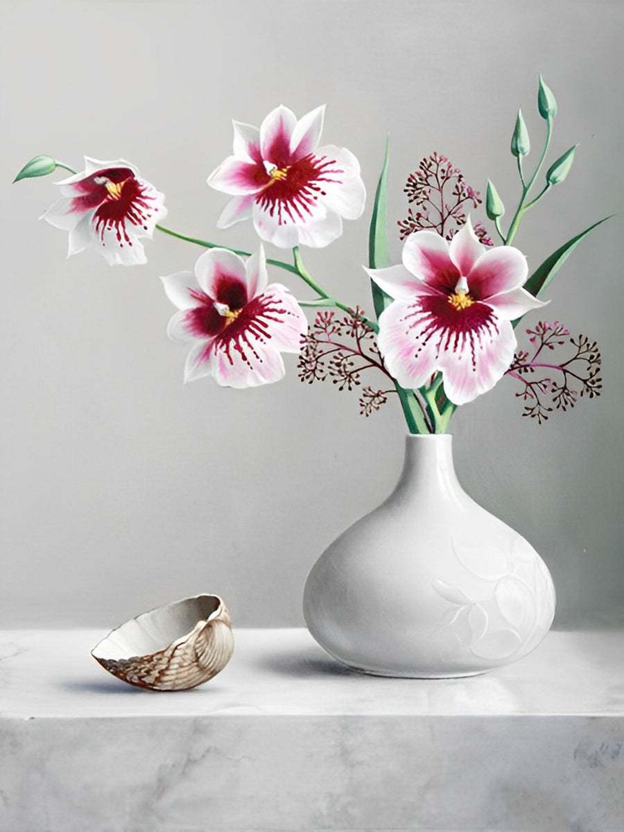 Malen nach Zahlen Erwachsene - Magnolien in der Vase – Liebeart.de