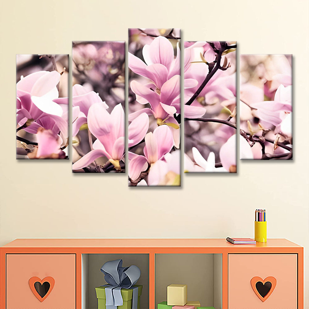 Malen nach Zahlen Erwachsene - Rosa Blumen 5-teilig Sonderformat – Liebeart.de