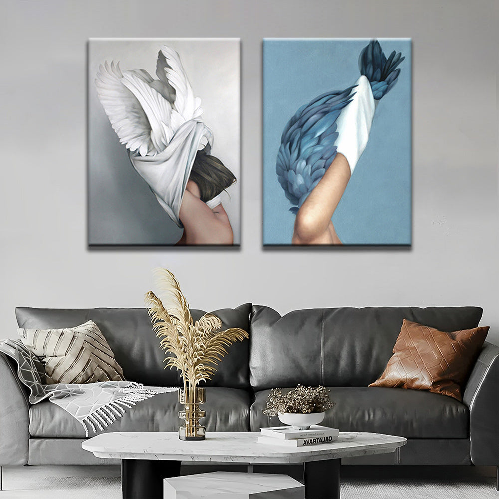 Malen nach Zahlen - Schöne Frauen und Federn 2-teilig Diptychon – Liebeart.de