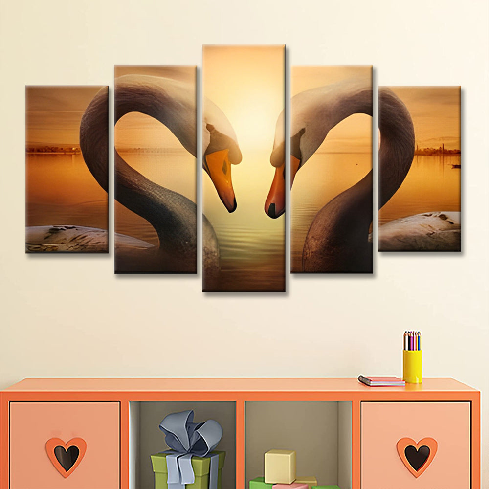 Malen nach Zahlen für Erwachsene - Schwänepaar 5-teilig Sonderformat – Liebeart.de