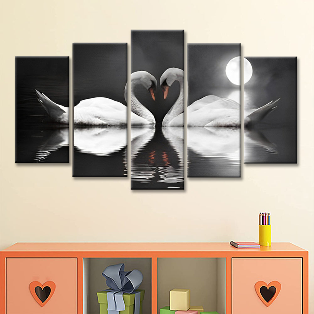 Malen nach Zahlen für Erwachsene - Schwänepaar 5-teilig Sonderformat – Liebeart.de