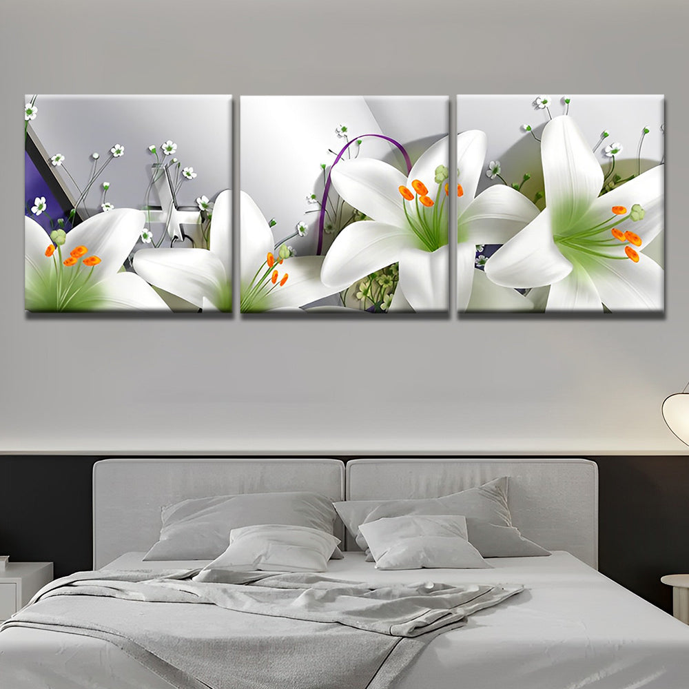 Malen nach Zahlen Erwachsene - Weiße Lilien 3-teilig Triptychon – Liebeart.de