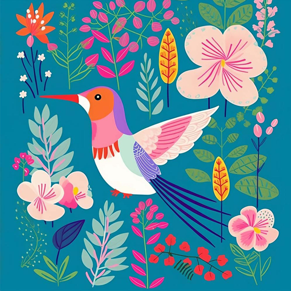 Malen nach Zahlen Kinder - Schöner bunter Vogel und Blumen – Liebeart.de