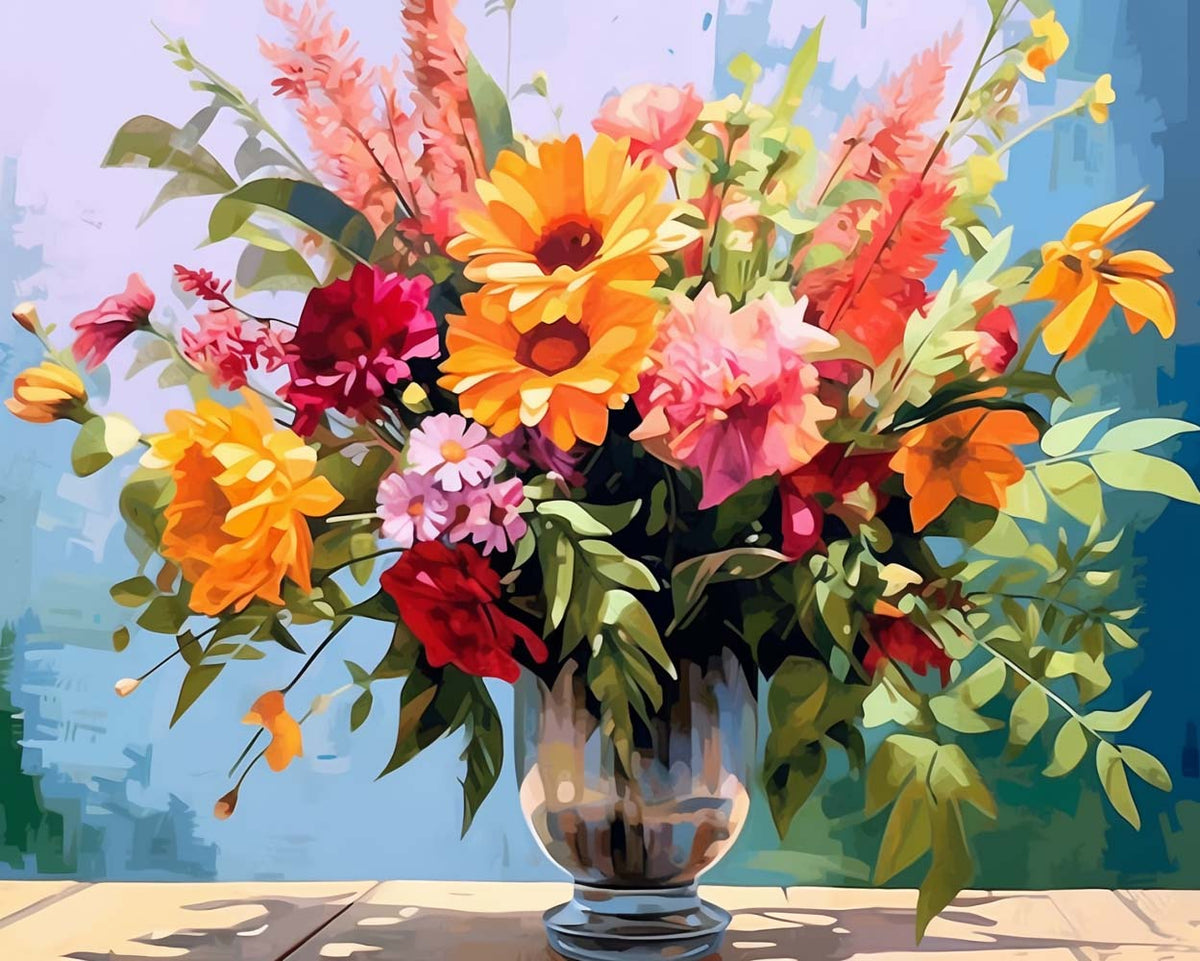 Malen nach Zahlen Erwachsene - Vase mit schönen Blumen – Liebeart.de