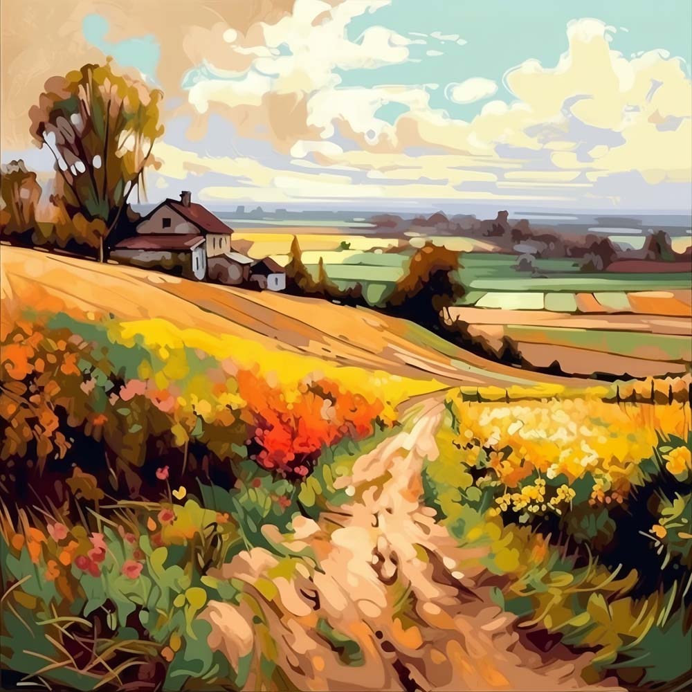 Wege auf den Feldern Malen nach Zahlen – Liebeart.de