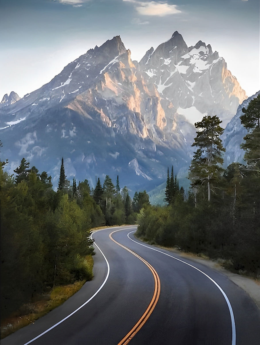Malen nach Zahlen - Autobahn am Fuße des Berges – Liebeart.de