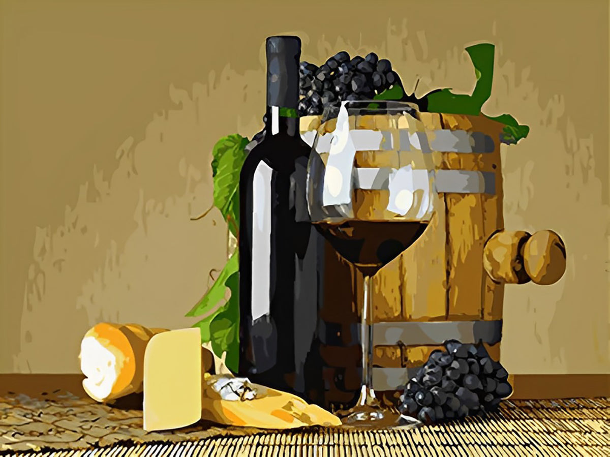 Malen nach Zahlen Erwachsene - Rotwein und Trauben – Liebeart.de